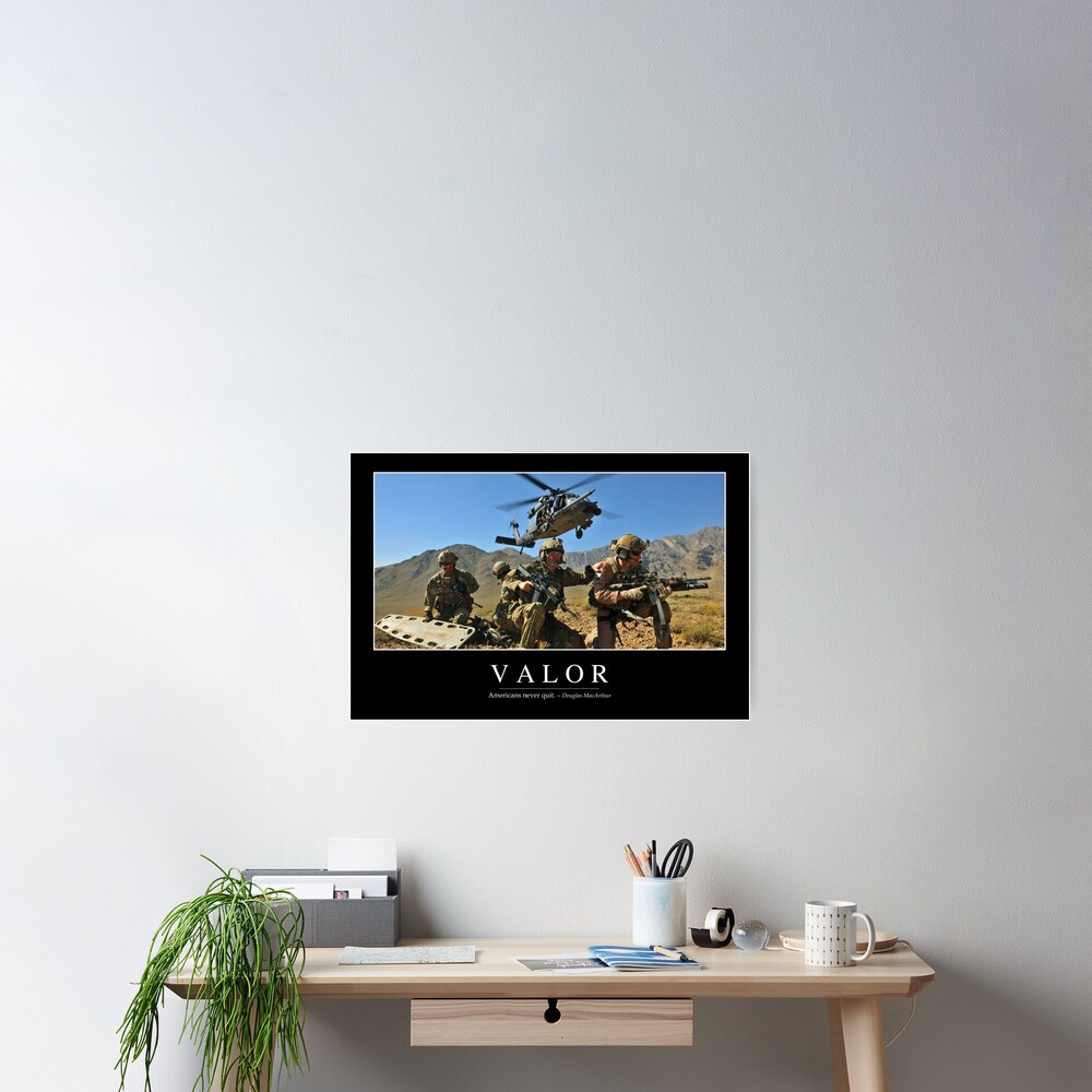 "Valor: Inspirational Quote and Motivational Poster" Poster for Sale by ...