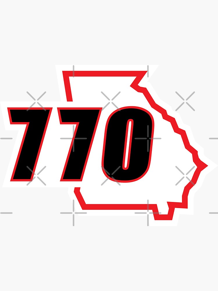 "Georgia 770 Area Code in Red & Black" Sticker by SleepyLab | Redbubble