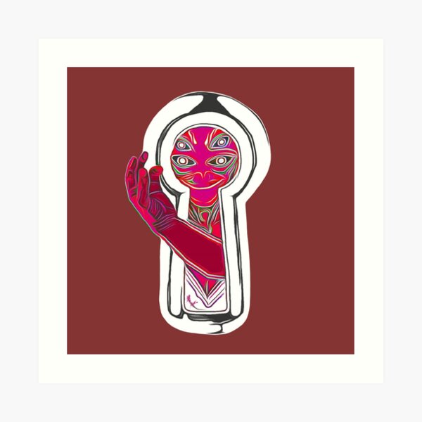 "Alien reaching through keyhole negative " Art Print by bdub78 | Redbubble