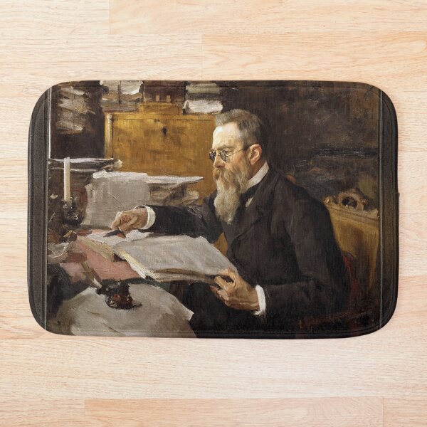 "Portrait of Nikolai Rimsky-Korsakov by Valentin Serov" Bath Mat by ...
