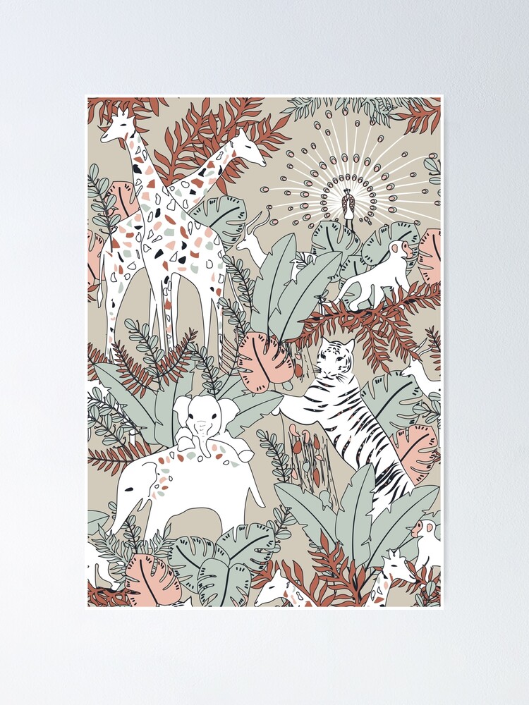 Poster « I Spy Wildlife Tropical Terrazzo Safari - dessin au trait ...