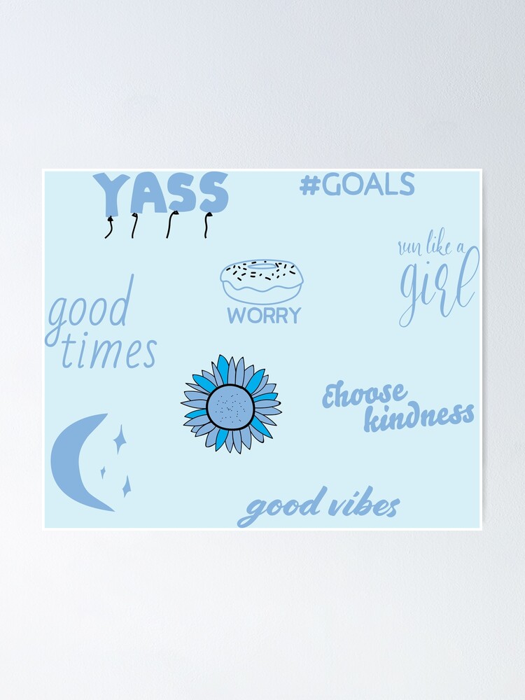 "Cute Light Blue Sticker Pack - collection of hand drawn images and ...