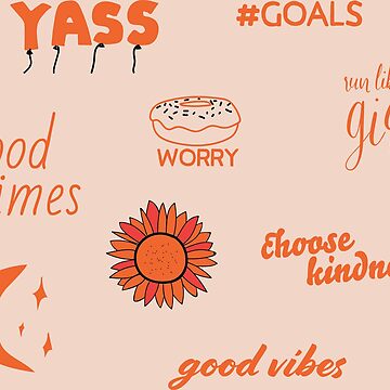"Cute Orange Sticker Pack - collection of hand drawn images and text ...
