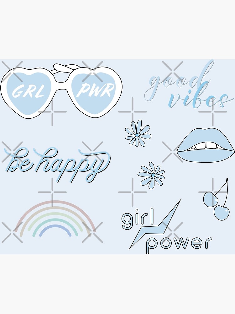 "Light Blue Sticker Pack - collection of hand drawn images and text for ...