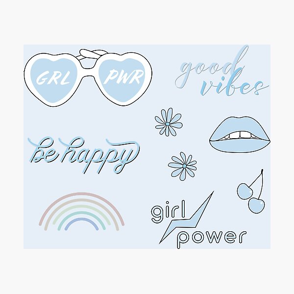 "Light Blue Sticker Pack - collection of hand drawn images and text for ...