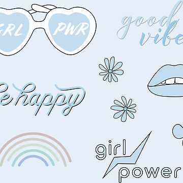 "Light Blue Sticker Pack - collection of hand drawn images and text for ...