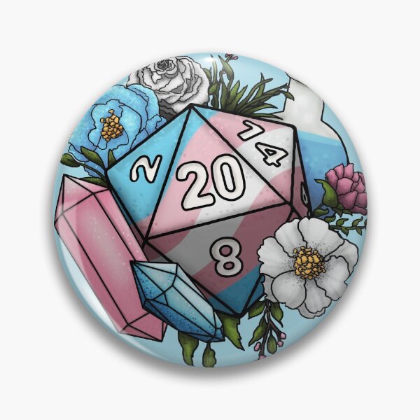"Pride Transgender D20 Tabletop RPG Gaming Dice" Pin for Sale by ...