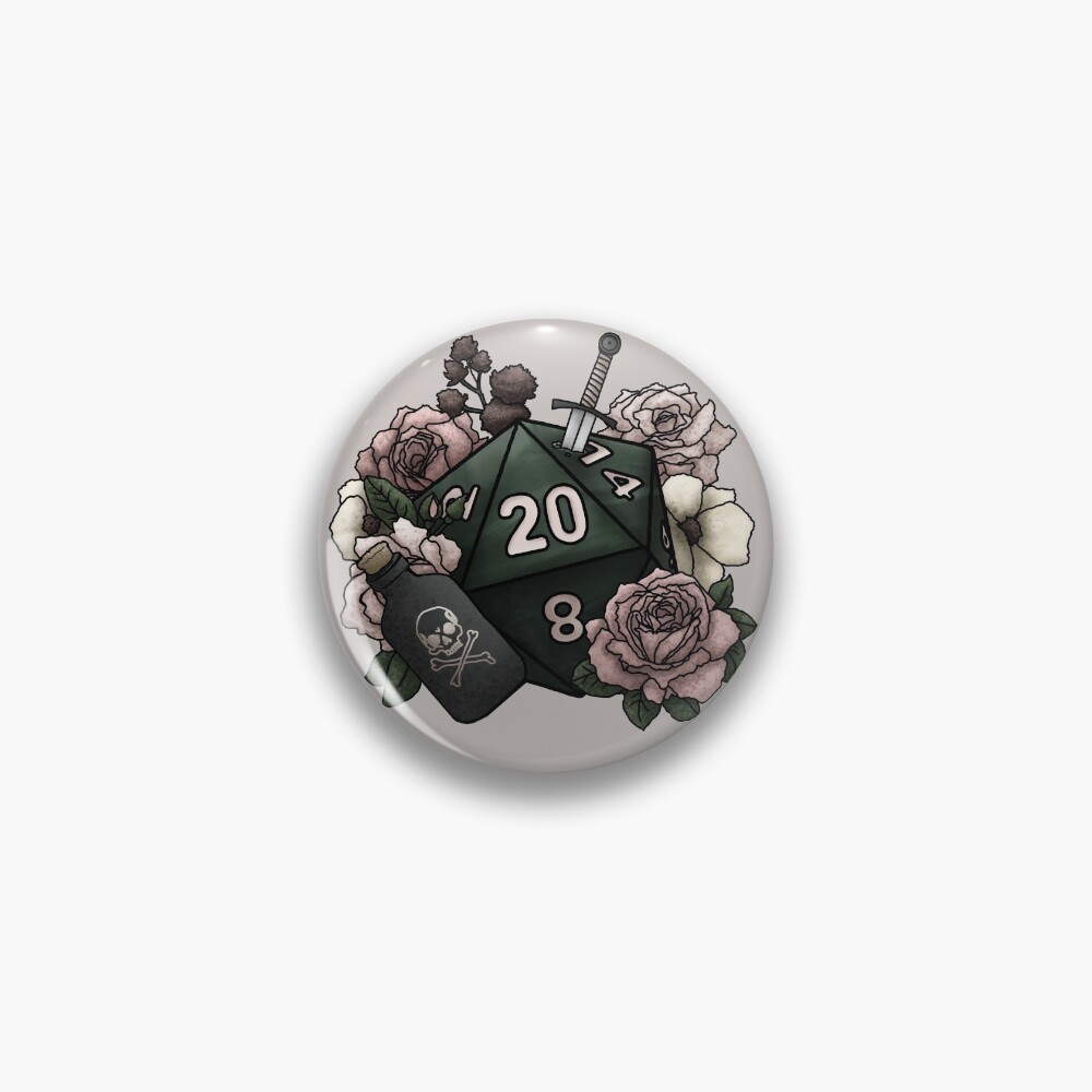 "Rogue Class D20 - Tabletop Gaming Dice" Pin for Sale by SweetDelilahs ...