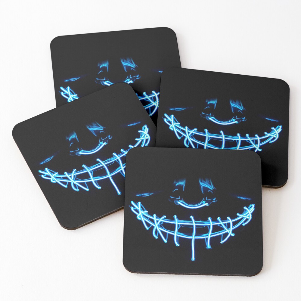 "smile led spooky mask" Coasters (Set of 4) by guillermofarze | Redbubble