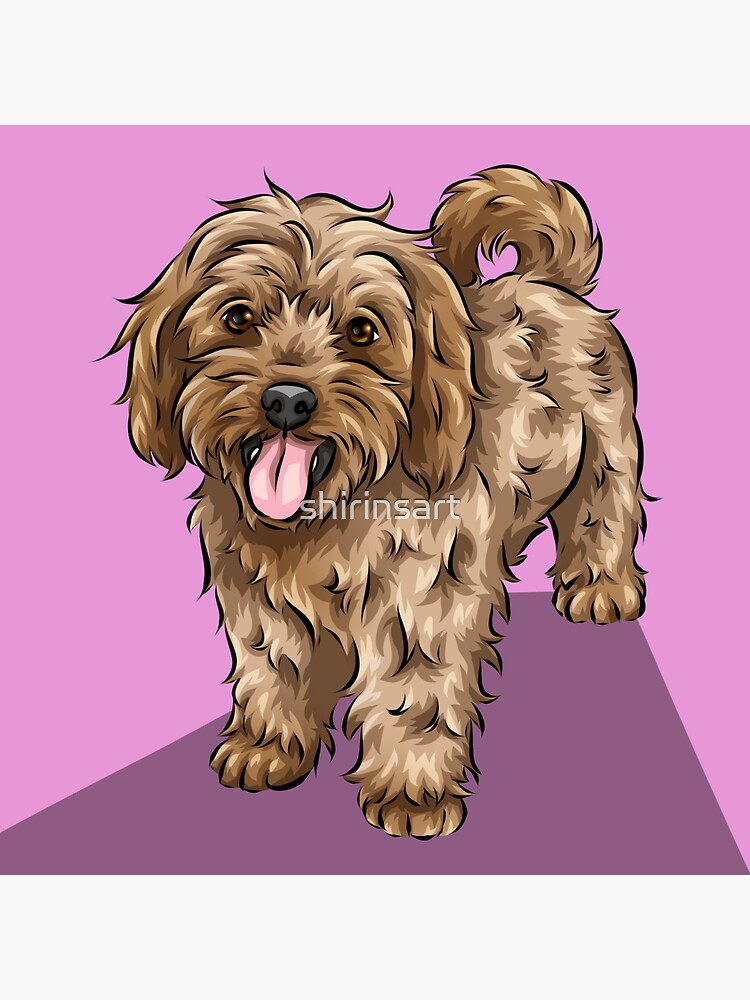 "Cute Cavapoo | Cute Dog Art | Pink Background" Sticker for Sale by ...