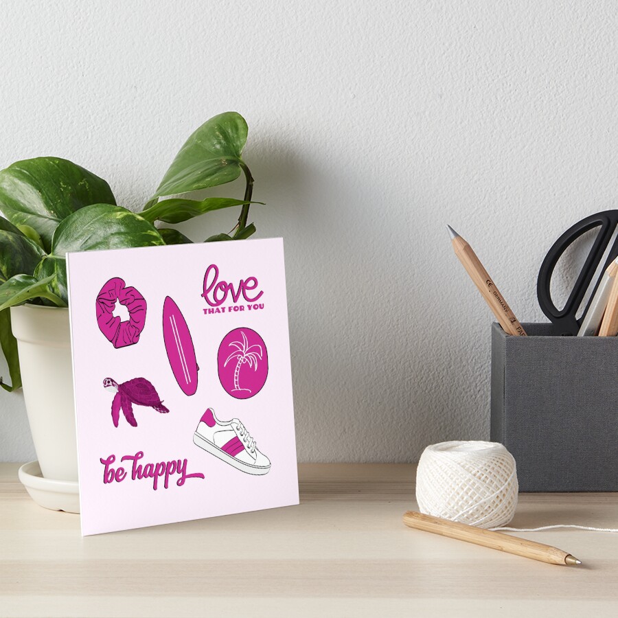 "Hot Pink Summer Beach Fun Sticker Pack" Art Board Print for Sale by ...