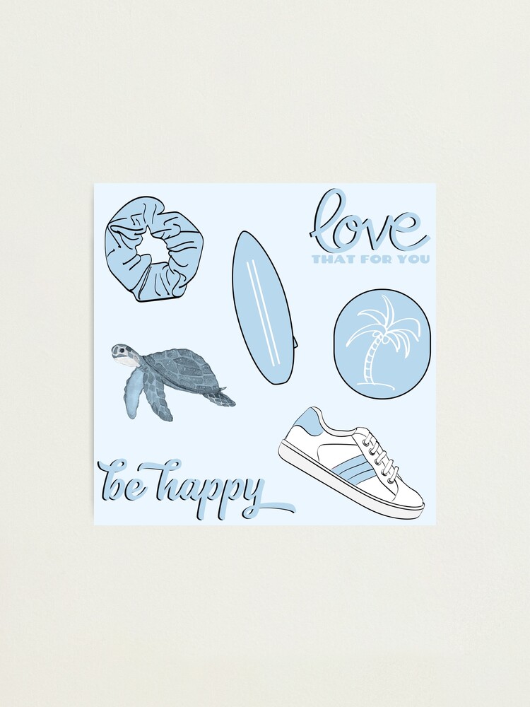"Light Blue Summer Beach Fun Sticker Pack" Photographic Print by The ...