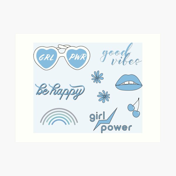 "Light Blue Sticker Pack - collection of hand drawn images and text for ...