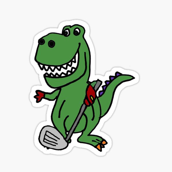 "Funny T-rex Dinosaur Golfing" Sticker for Sale by naturesfancy | Redbubble