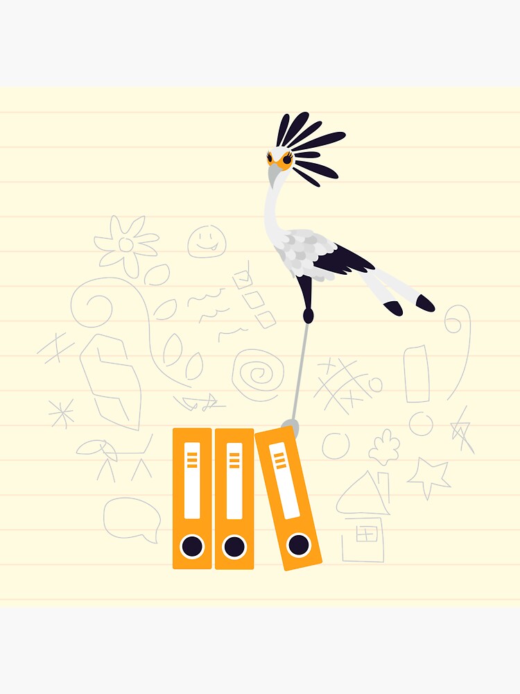 "Secretary Bird - v2" Sticker by goddammitstacey | Redbubble