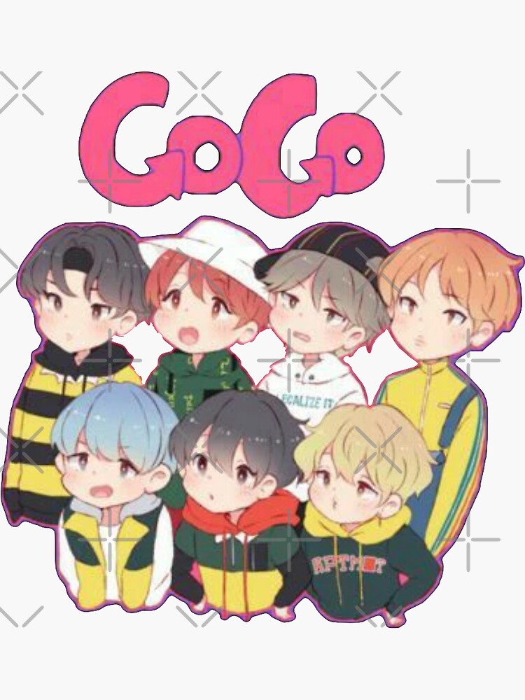 "BTS GOGO Chibi Art" Sticker by katherinesbored | Redbubble