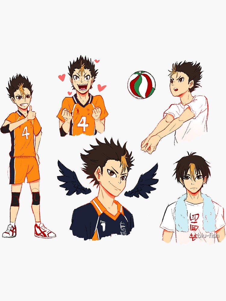 "Nishinoya doodles" Sticker for Sale by blu-fish | Redbubble