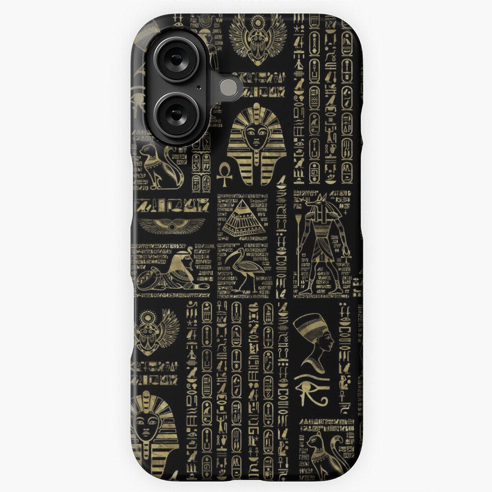 "Egyptian hieroglyphs and deities gold on black " Graphic T-Shirt for ...