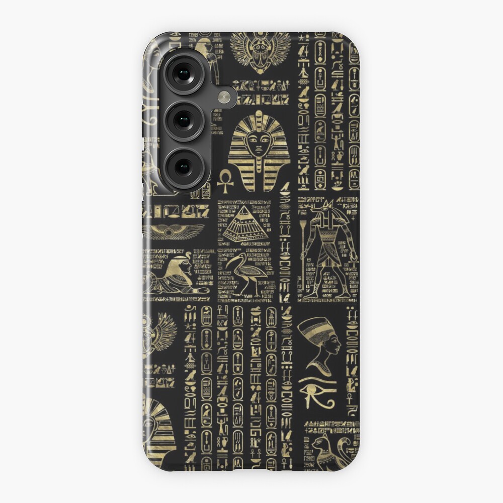 "Egyptian hieroglyphs and deities gold on black " Graphic T-Shirt for ...