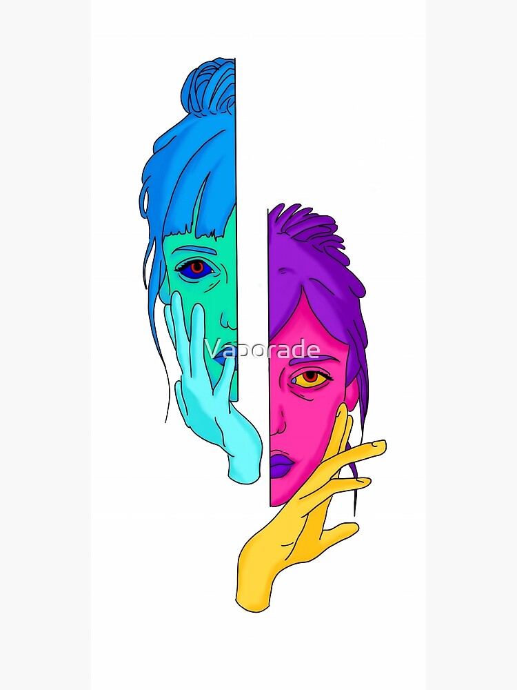 "neon split face" Poster by Vaporade | Redbubble