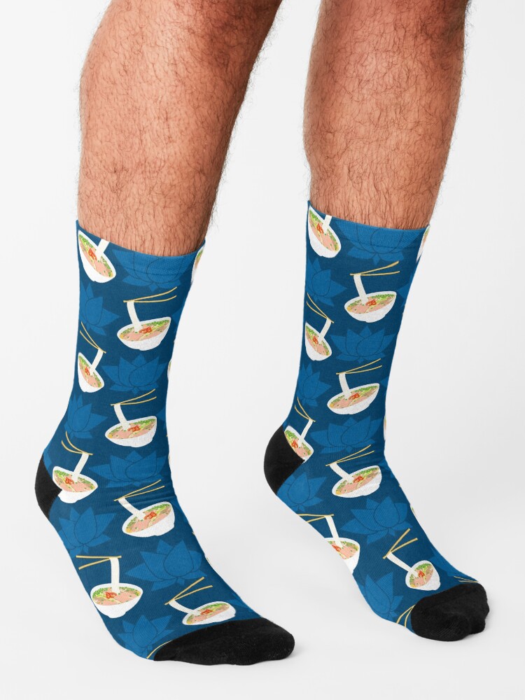 "Exotic Vietnamese Food Pho and Lotus" Socks by Lulupainting | Redbubble