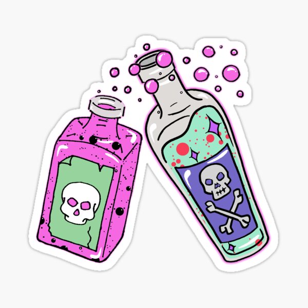 "Kawaii Apothecary Toxic Poison Bottles" Sticker by kitschandkawaii ...