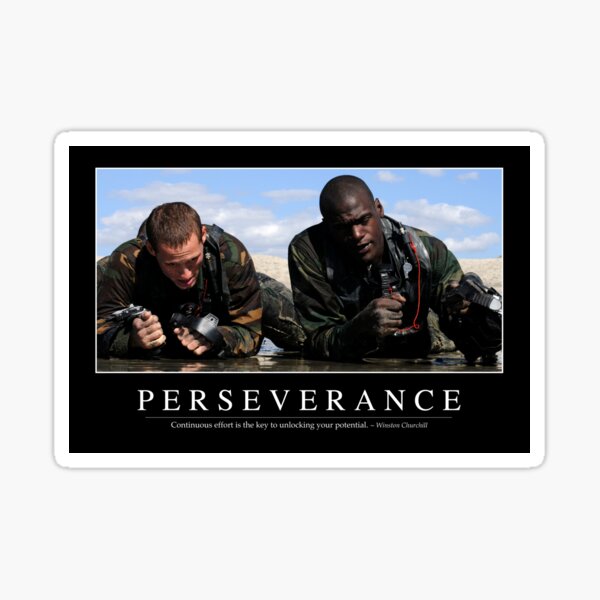 "Perseverance: Inspirational Quote and Motivational Poster" Sticker for ...