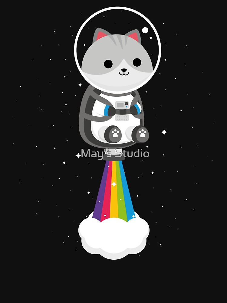 "Funny Cat Flying through Space with Rainbow Jetpack" T-shirt for Sale ...