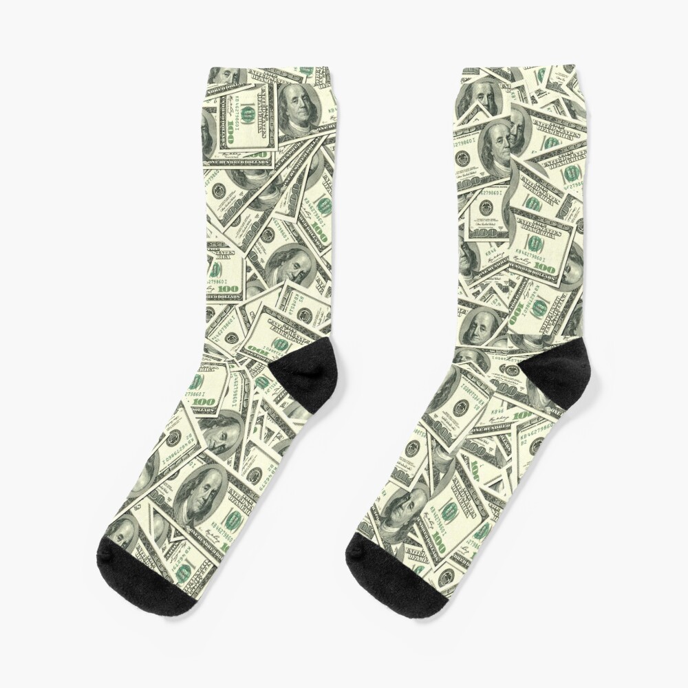 "100 US Dollars, American Dollar Bill Gift" Socks for Sale by levsal ...