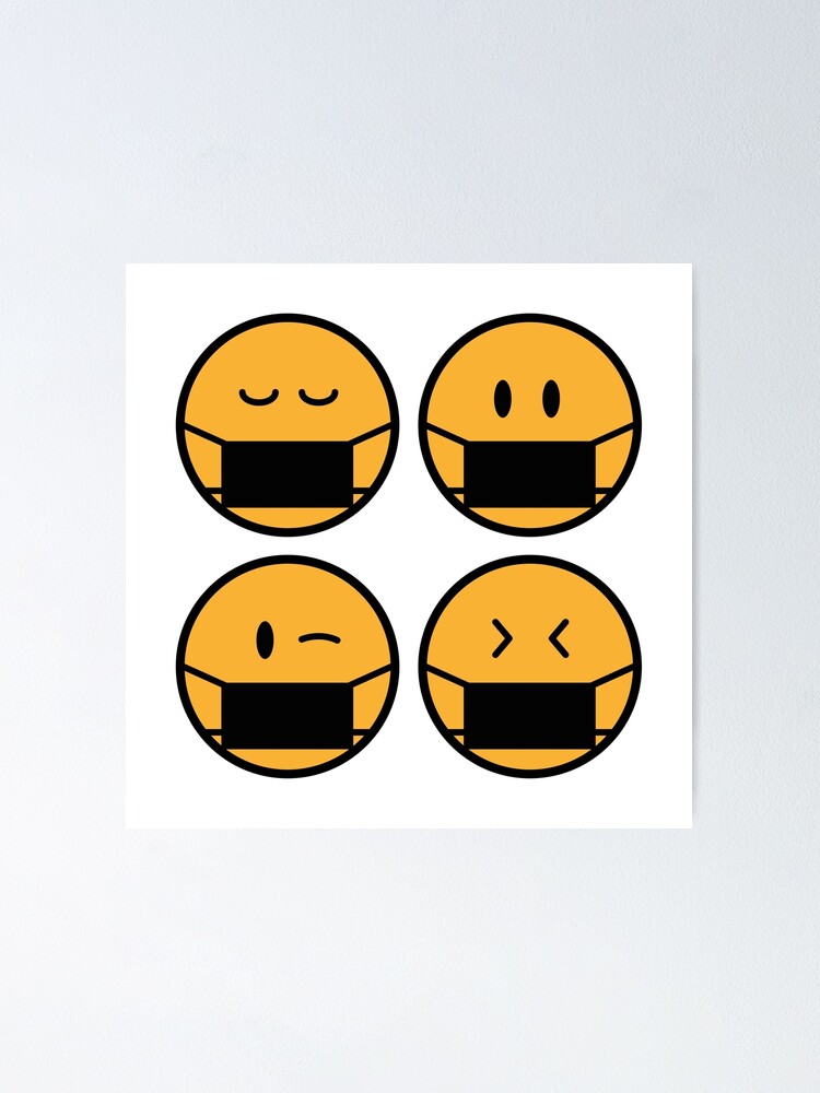 "Yellow smiley faces wearing face masks" Poster by Eenig | Redbubble