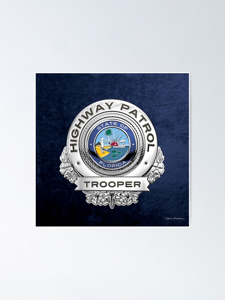 "Florida Highway Patrol - FHP Trooper Badge Badge over Blue Velvet ...