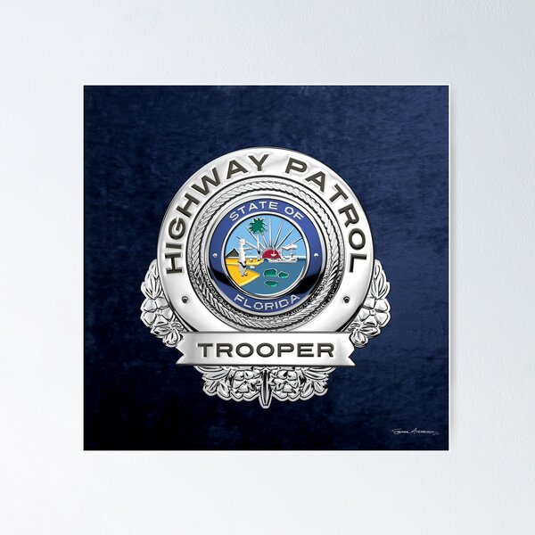 "Florida Highway Patrol - FHP Trooper Badge Badge over Blue Velvet ...