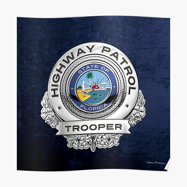 "Florida Highway Patrol - FHP Trooper Badge Badge over Blue Velvet ...
