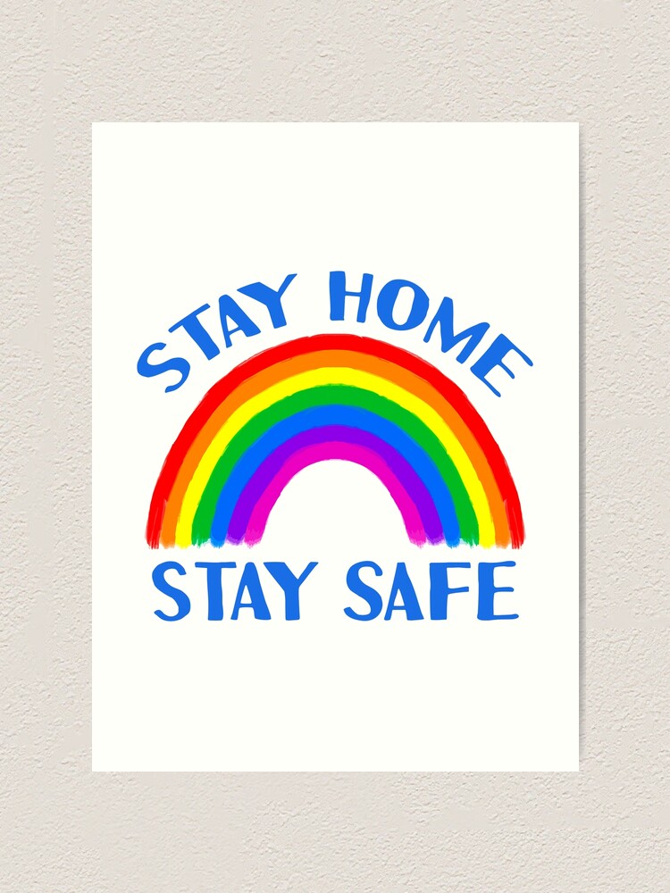 "STAY HOME STAY SAFE Thank You NHS Keyworkers Rainbow Support" Art ...