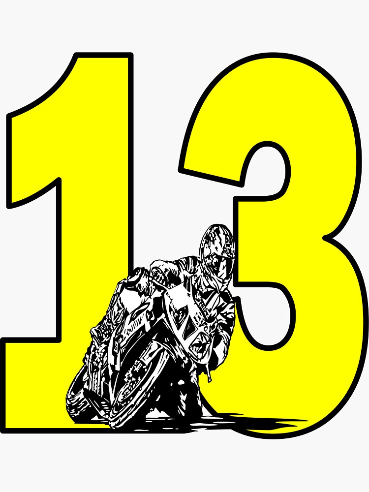 Pegatina «Número 13 y una moto - trece» de AllShirts21 | Redbubble