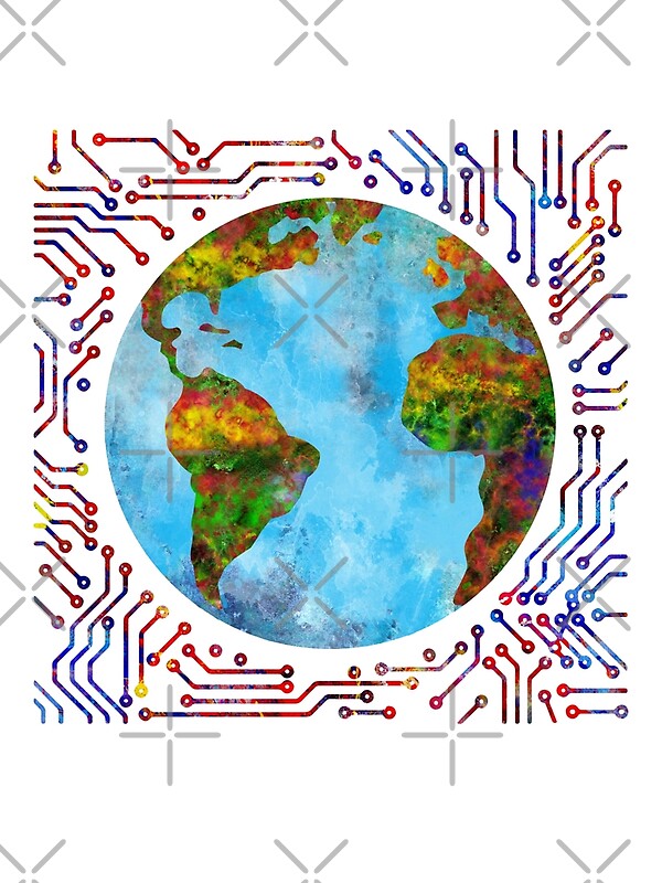 "Earth circuit board" by Rosaliartbook | Redbubble