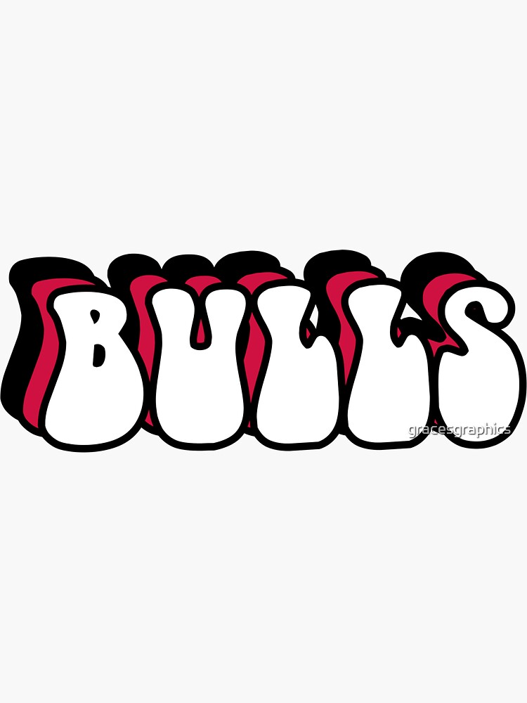 "Chicago Bulls Three Color Bubble Letters" Sticker by gracesgraphics ...