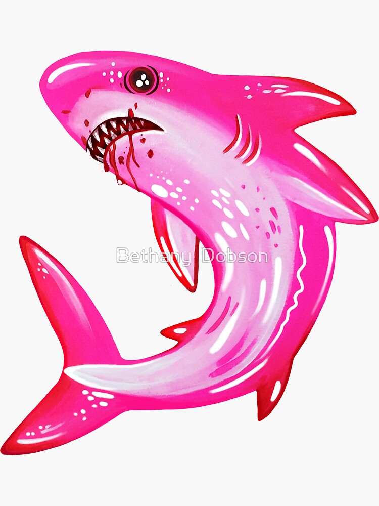 "Pink Shark" Sticker by cloudsover31 | Redbubble