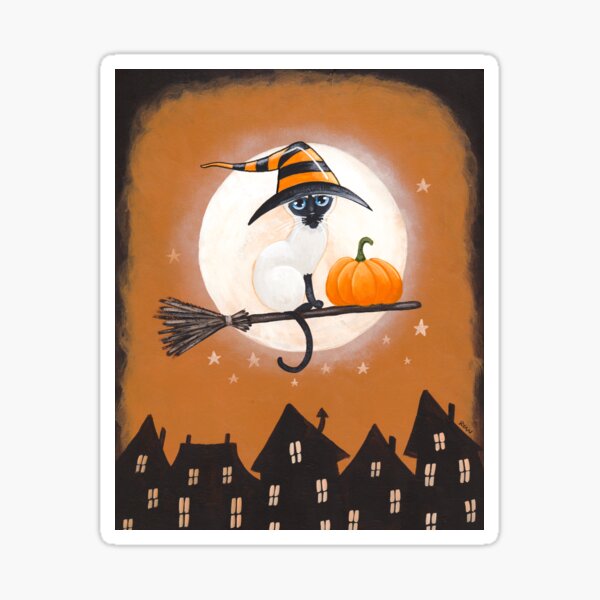 "Siamese Witch Cat" Sticker by kilkennycat | Redbubble