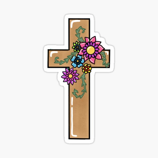 "Floral Cross" Sticker for Sale by Kru22 | Redbubble