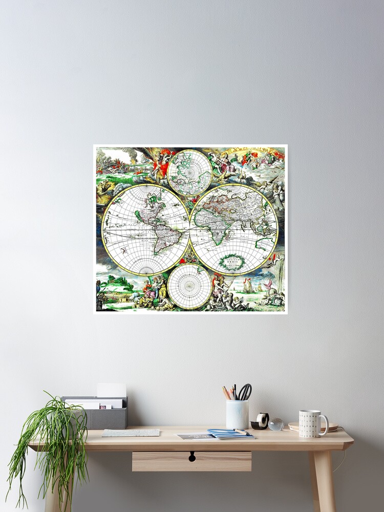 "World Map : Vintage 1689 Gerard Van Schagen Print" Poster for Sale by ...