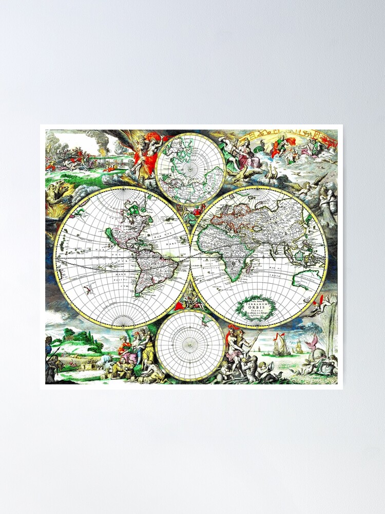 "World Map : Vintage 1689 Gerard Van Schagen Print" Poster for Sale by ...