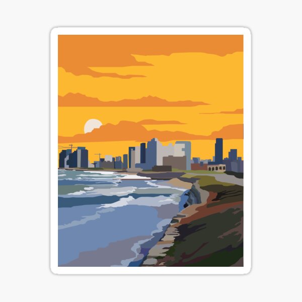 "Tel Aviv Sunset" Sticker by BokerDan | Redbubble
