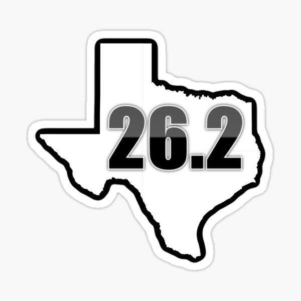 "Texas 26.2 Full Marathon Sticker Oval Running Design Decal Car Window ...