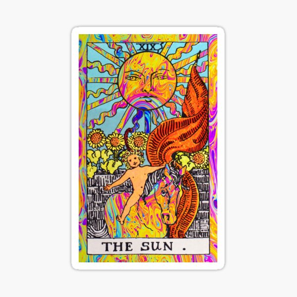 "Psychedelic Tarot Card 'The Sun'" Sticker by Haileygaitan | Redbubble