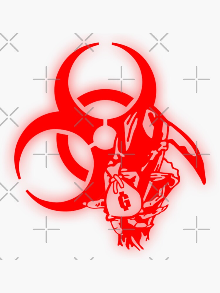 "GOTH MONEY RECORDS BIOHAZARD ON WHITE" Sticker by gaeldesmarais ...
