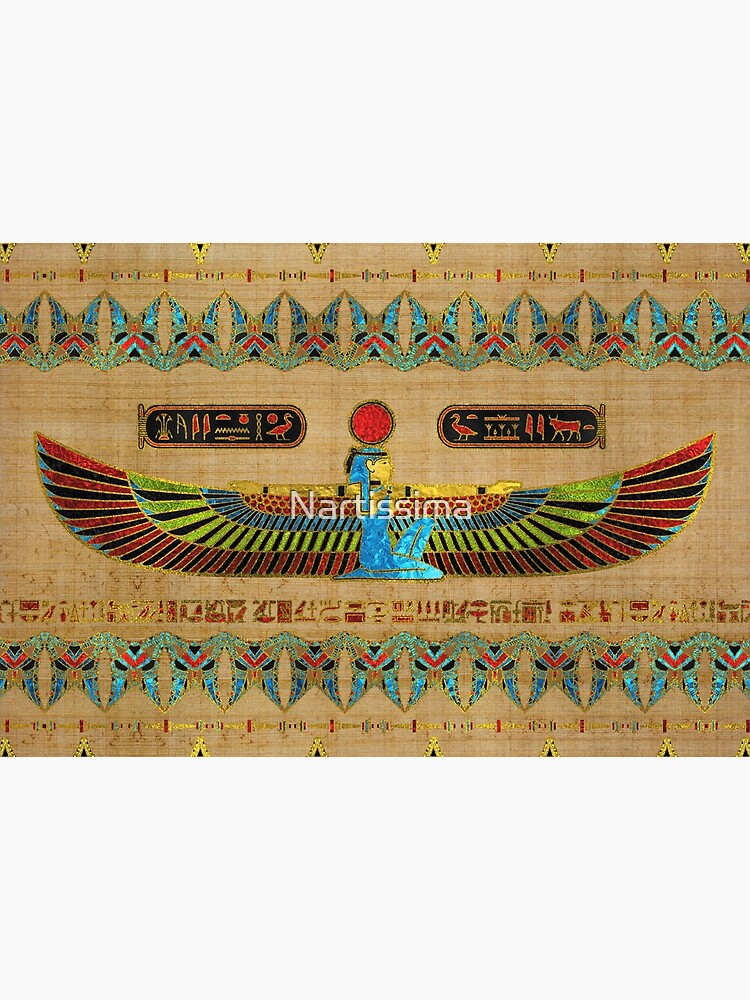 "Egyptian Goddess Isis Ornament on papyrus " Mask for Sale by ...