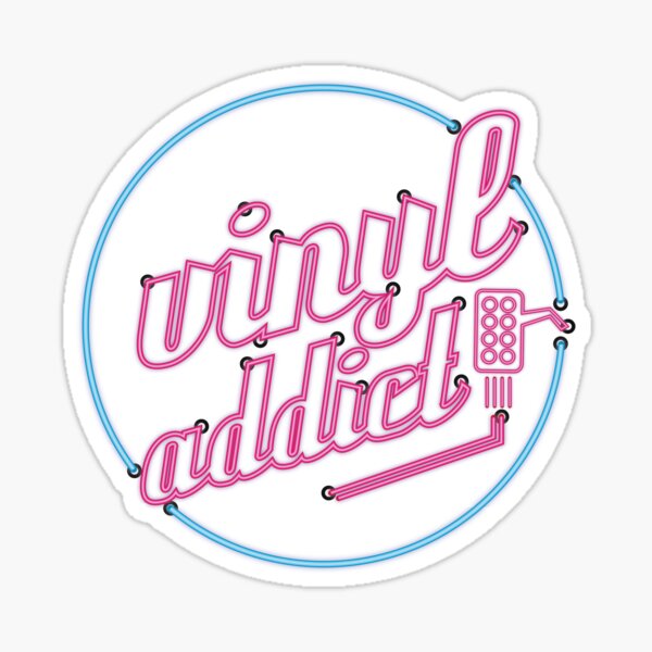 "Vinyl Addict Neon" Sticker by modernistdesign | Redbubble
