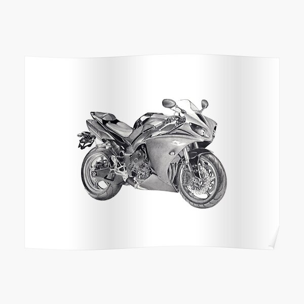 "Yamaha R1 - pencil hand drawn" Poster for Sale by Katarzynajasik ...