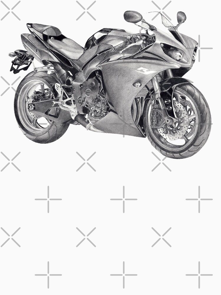 "Yamaha R1 - pencil hand drawn" T-shirt by Katarzynajasik | Redbubble